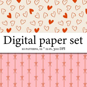 St. Valentine's Day Digital Scrapbooking, 10 Valentine Hearts Seamless ...