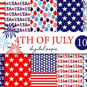 4th of July Digital Paper Pack- Independence Day Patterns- USA Flag ...