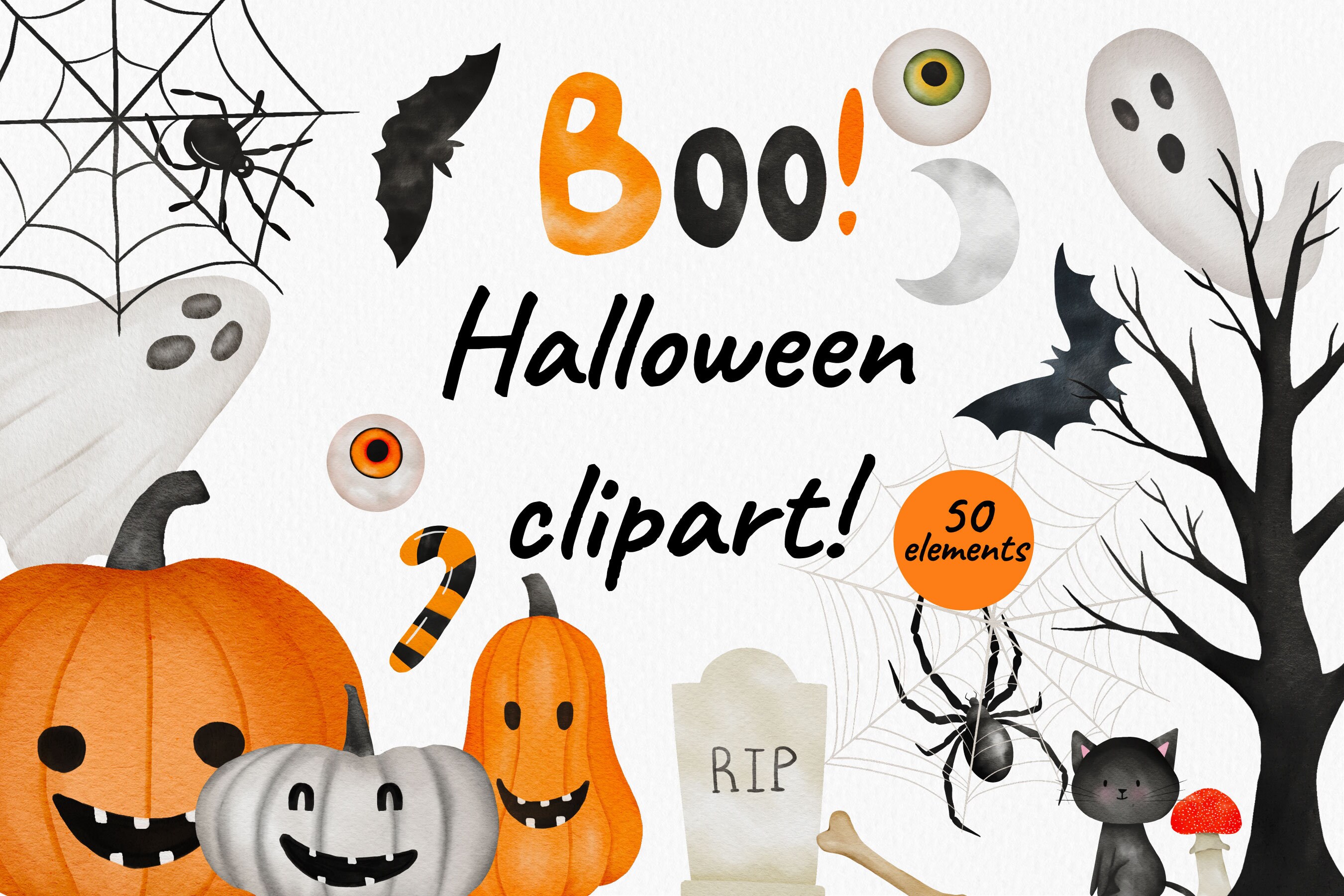 Halloween Clipart Cute Halloween Fall Clipart Halloween Party Decor ...