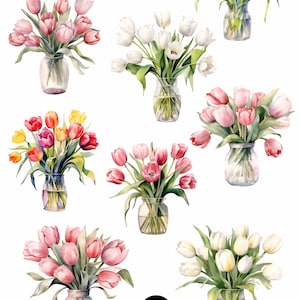 Watercolor Tulips Clipart - Watercolor Floral Clipart Png - Watercolor ...
