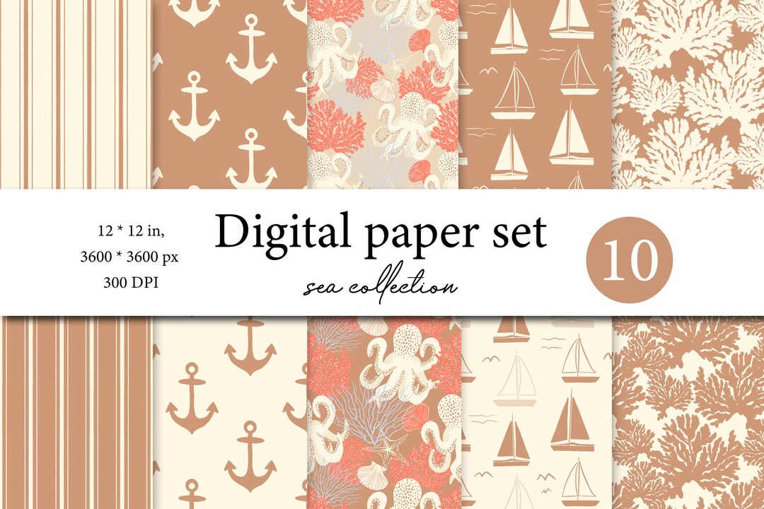 Sea Digital Paper-underwater Ocean - Octopus Digital Paper - Corals ...