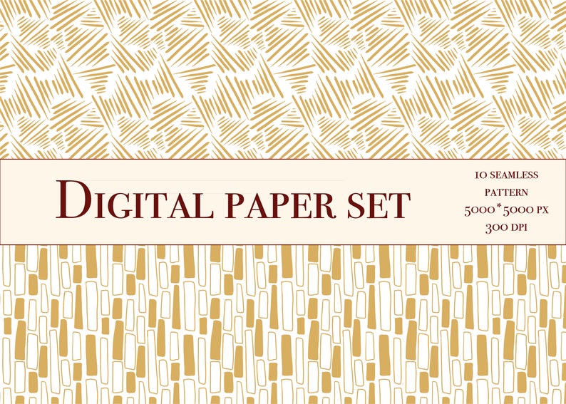Boho Abstract Digital Paper -modern Brush Strokes Paper Pack - Trendy ...