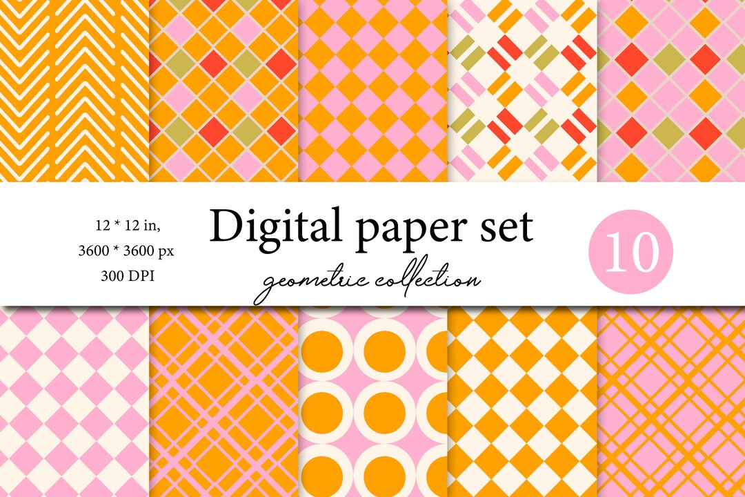 Abstract Digital Paper, Modern Brush Strokes Paper Pack, Trendy ...