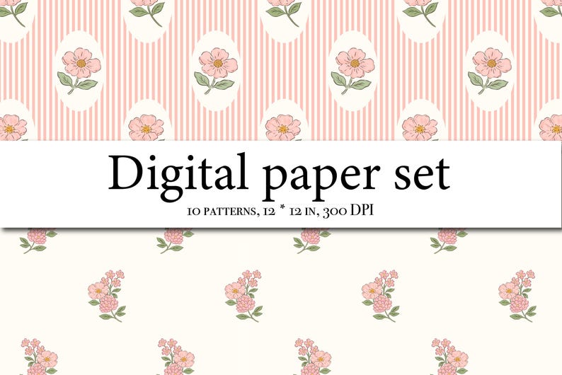 10 Seamless Floral Patterns Bundle, Vintage Spring Flowers Digital ...