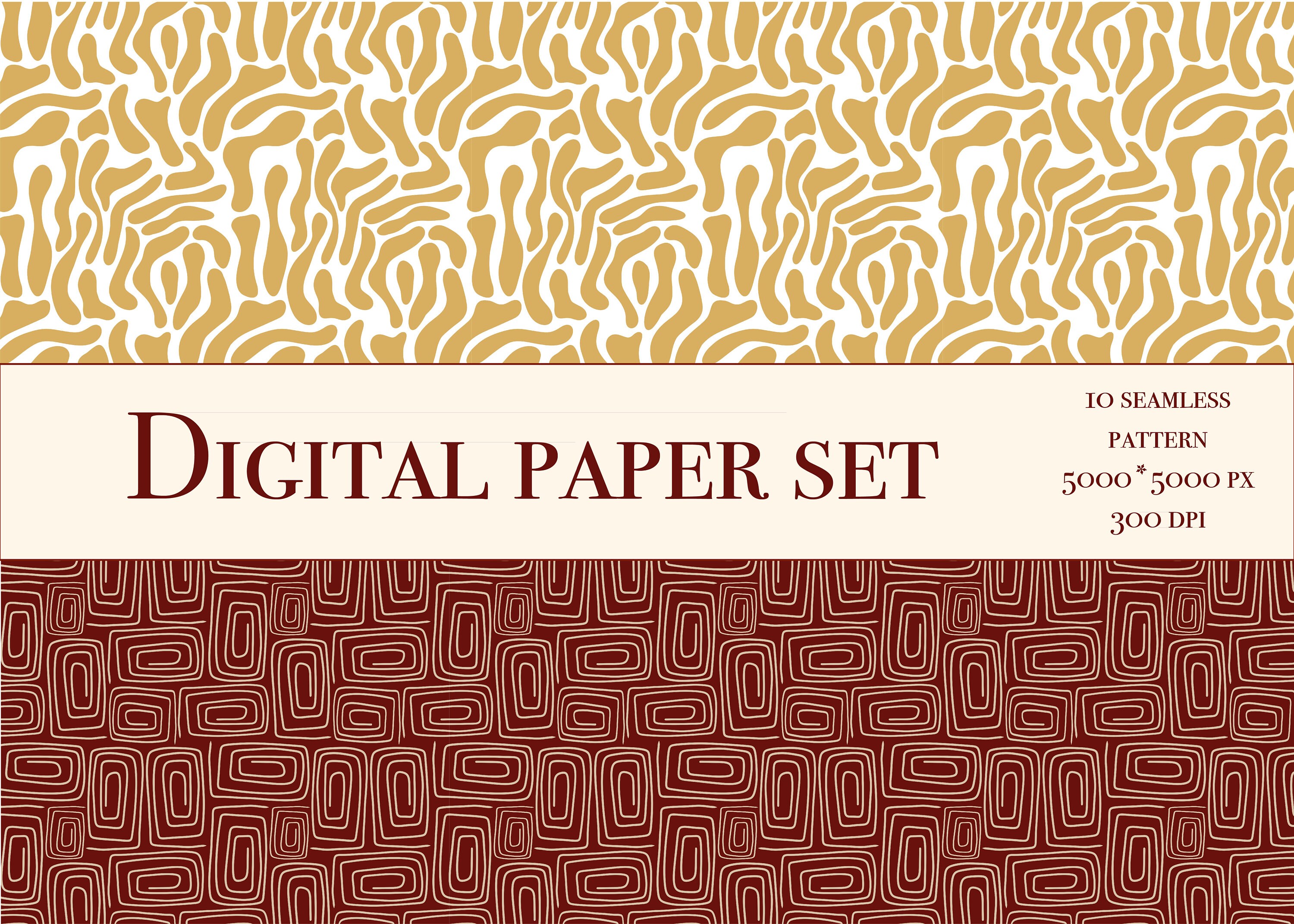 Boho Abstract Digital Paper modern Brush Strokes Paper Pack Trendy ...