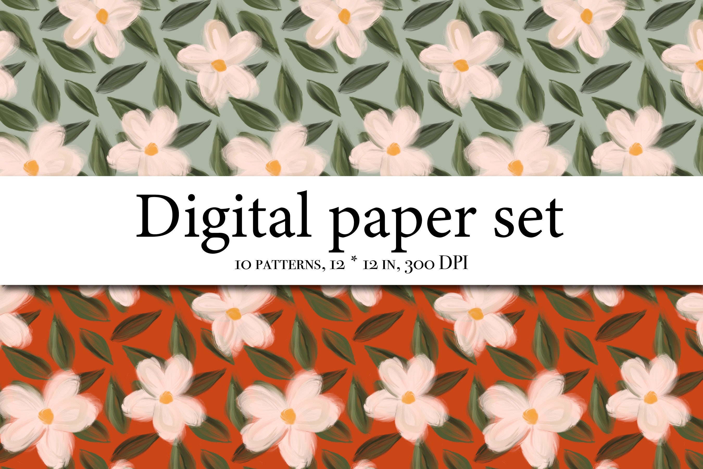 Pattern Clipart With Flowers Digital Paper Flowers Seamless Pattern ...