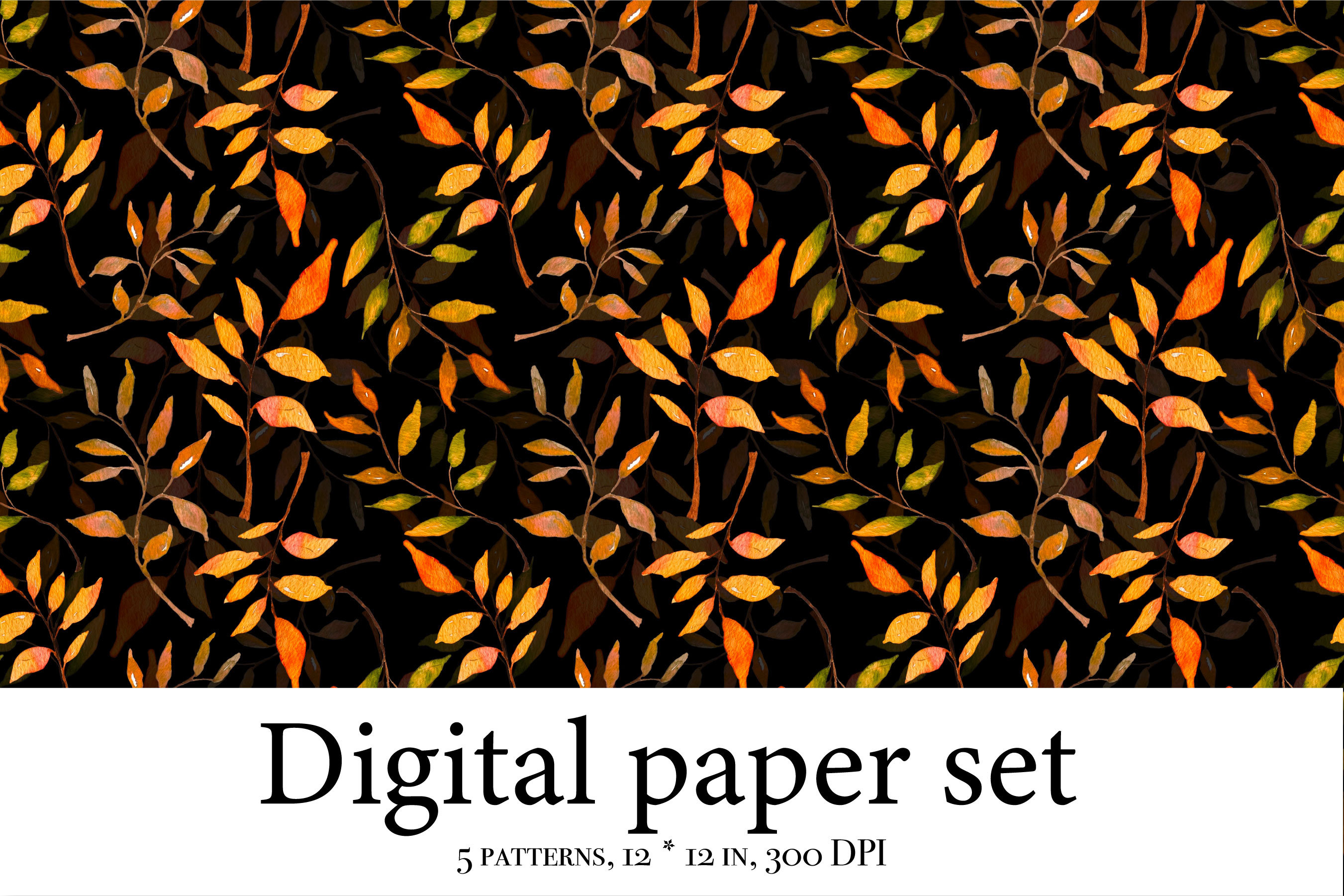 Watercolor Fall Leaves Digital Paper Autumn Pattern Rustic - Etsy