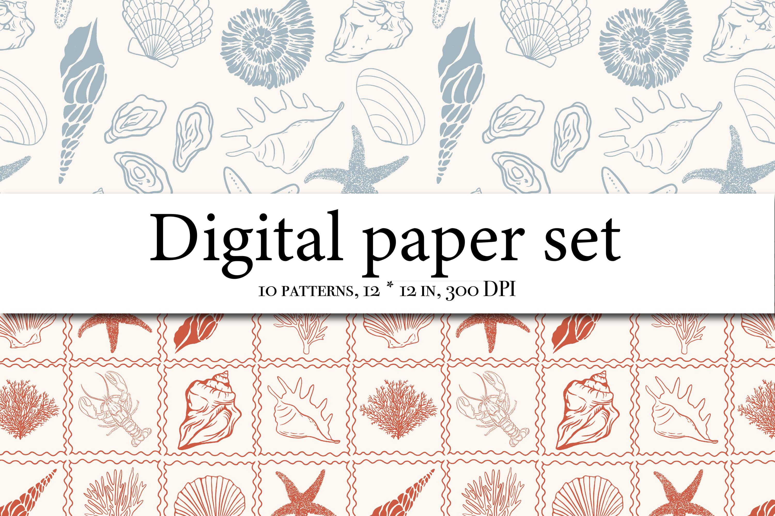 Sea Digital Paper-underwater Ocean - Coastal Digital Paper Set ...