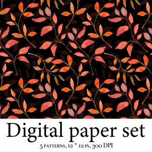 Watercolor Fall Leaves Digital Paper - Autumn Pattern - Rustic ...