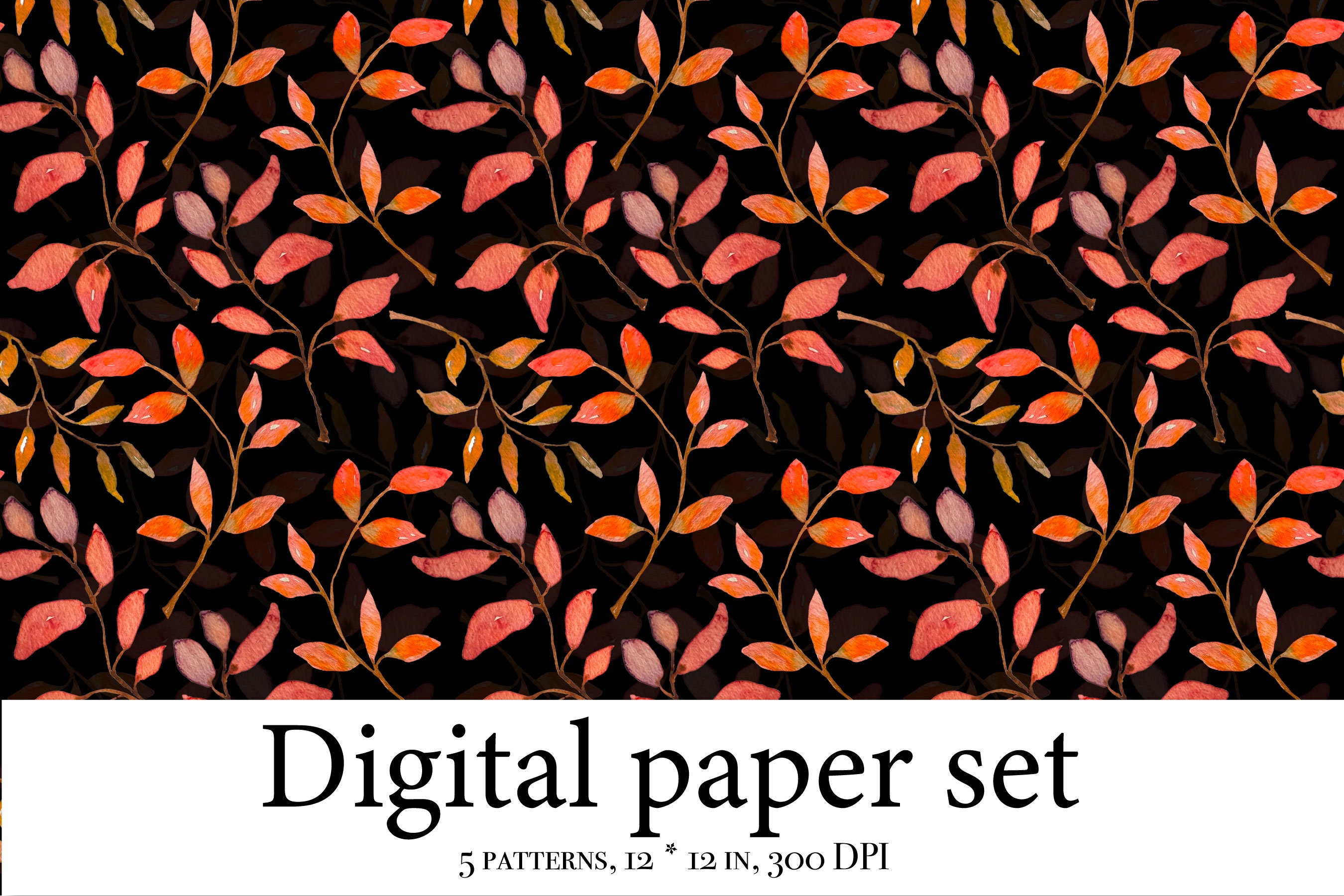 Watercolor Fall Leaves Digital Paper Autumn Pattern Rustic - Etsy