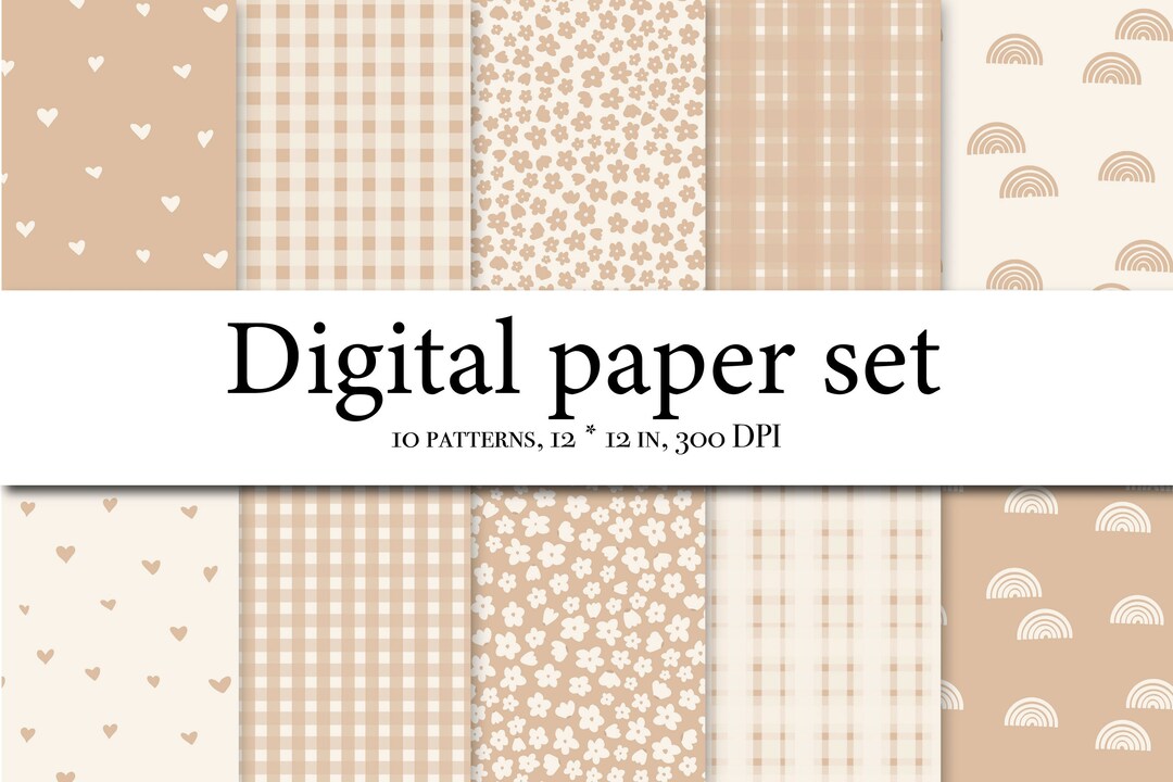 Boho Digital Paper Set - Boho Print - Pastel Plaid Seamless Pattern ...