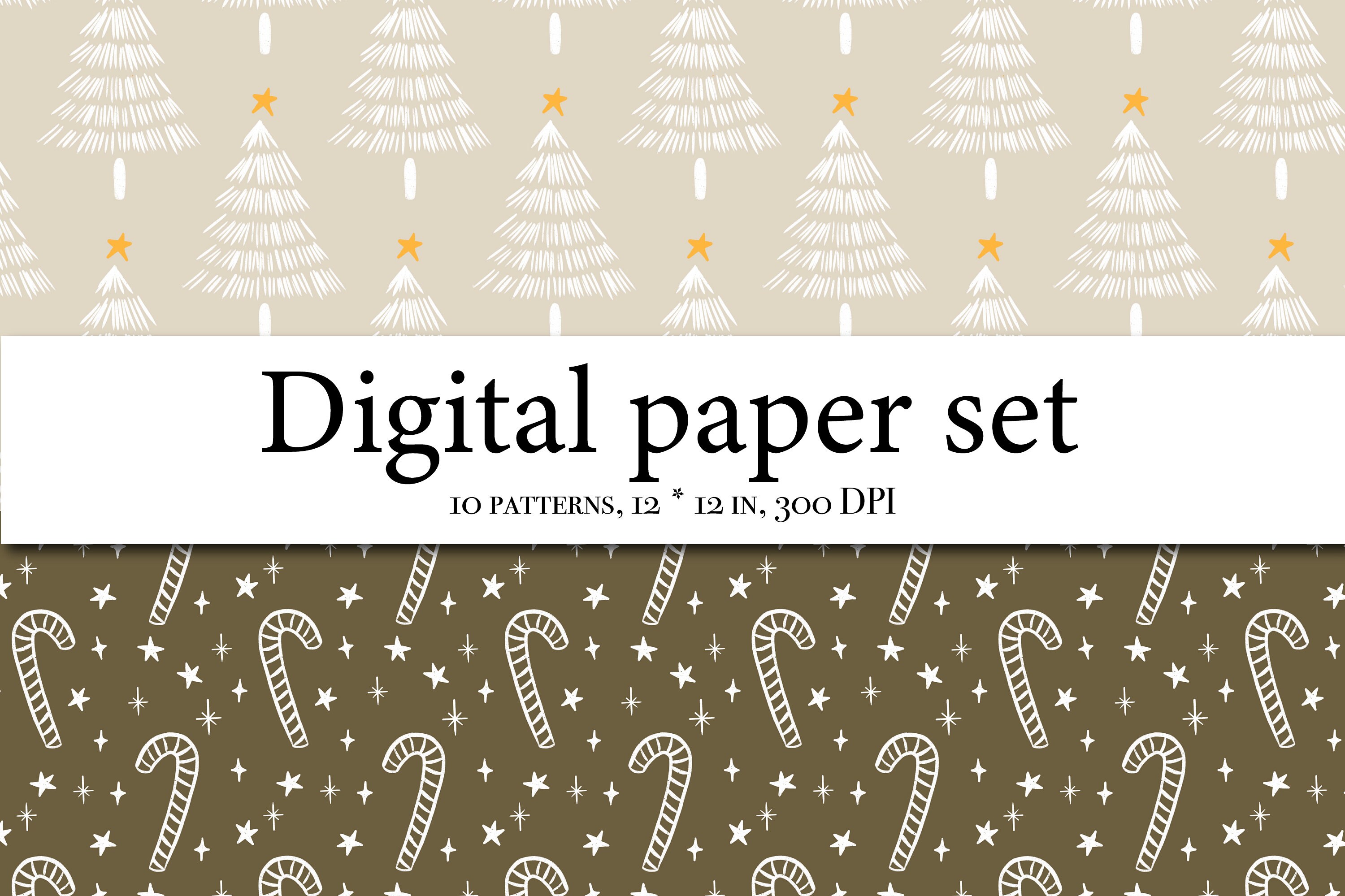 Christmas Digital Paper Set - Christmas Seamless Pattern - Holidays ...