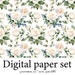Watercolor Digital Paper Pack, White Roses Scrapbook, Roses Seamless ...