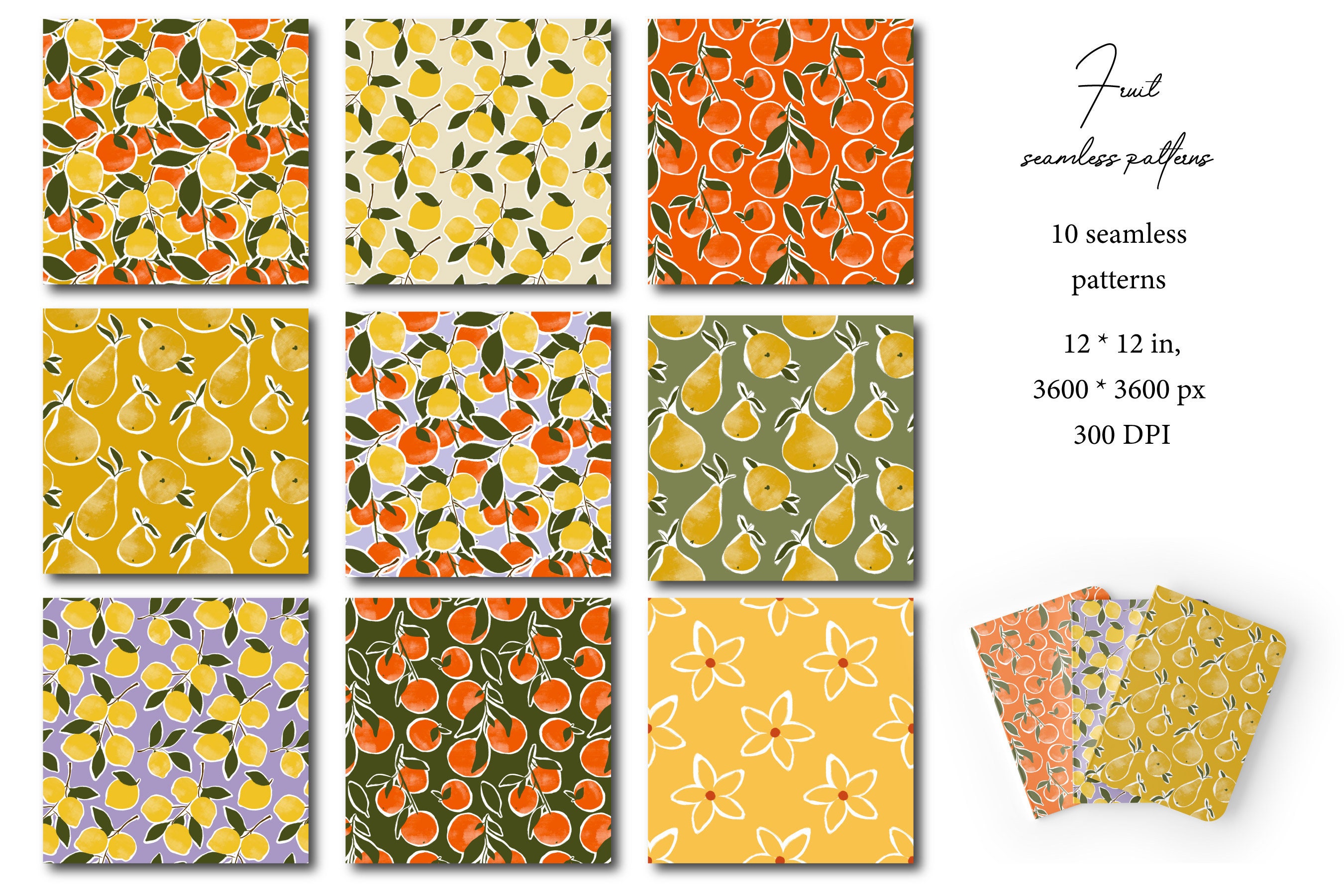 Patterns Clipart With Fruit Assorted Fruit Digital Paper Pack scrapbook ...