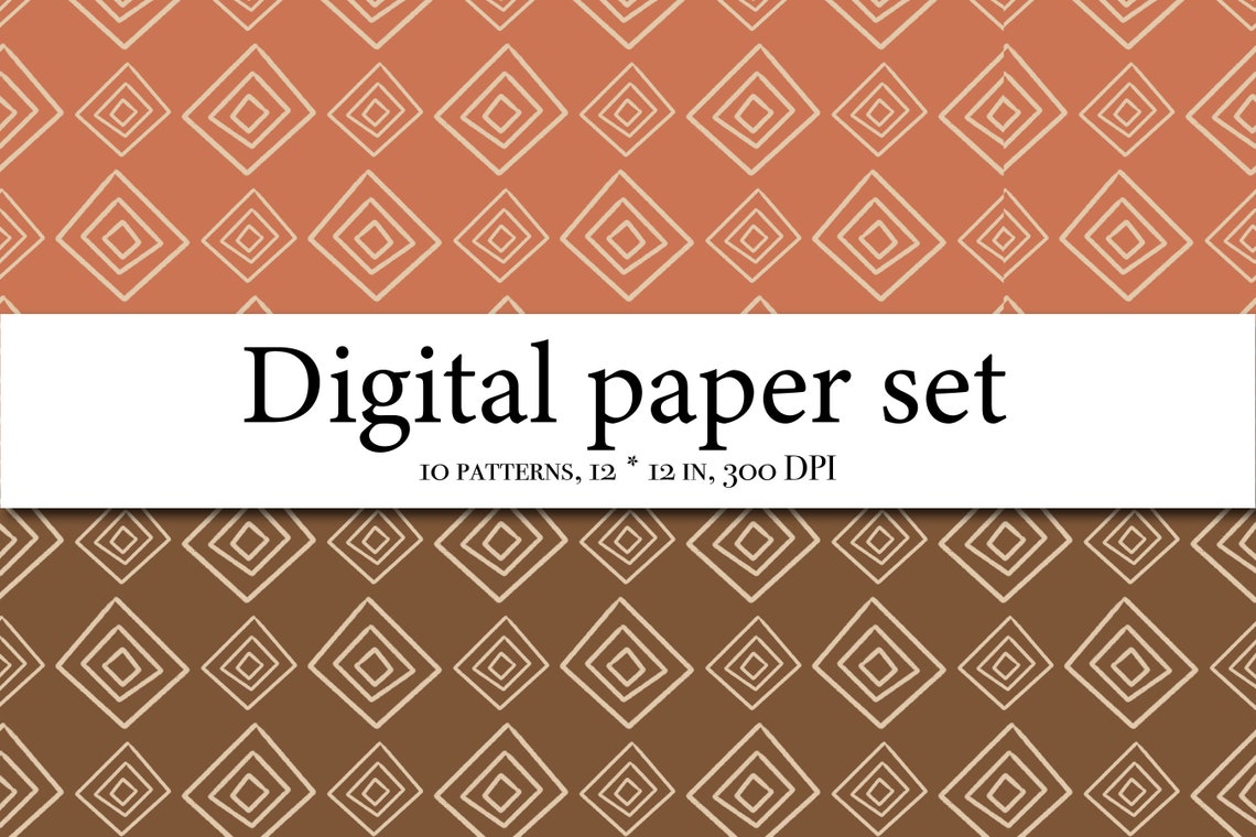 10 Boho Seamless Digital Papers, Boho Scrapbook Paper, Boho Backgrounds ...