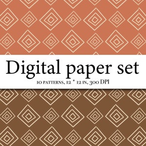 10 Boho Seamless Digital Papers, Boho Scrapbook Paper, Boho Backgrounds ...