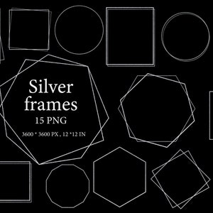 Silver Frame Clipart - Geometric Silver Frames - Wedding Invitations ...