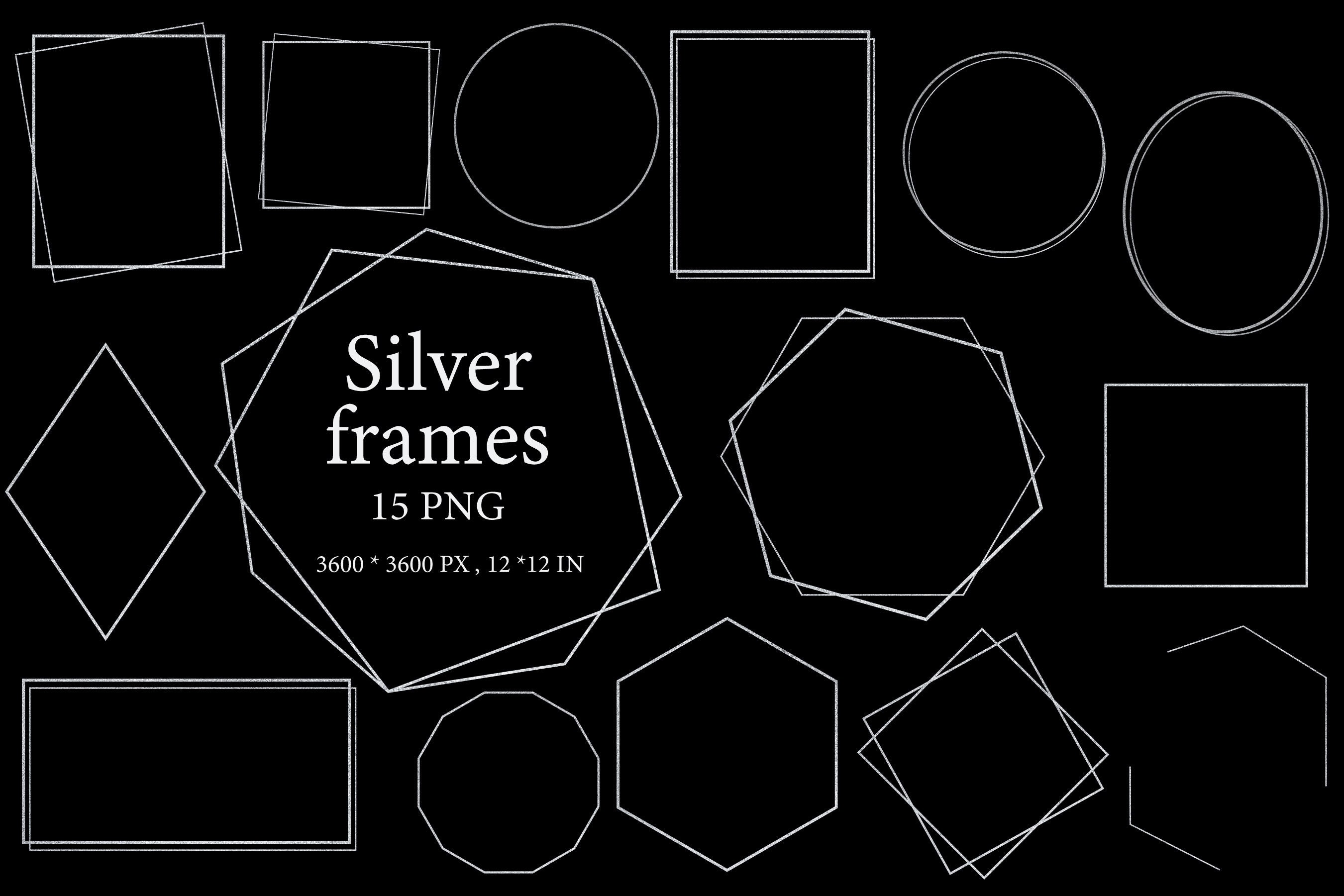 Silver Frame Clipart Geometric Silver Frames Wedding Invitations Silver ...