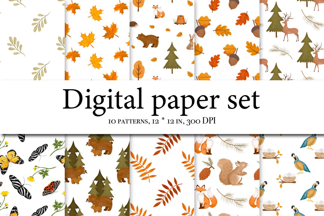 Forest Digital Paper - Cute Digital Paper - Holiday Digital Paper ...