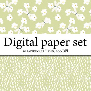 Boho Digital Paper Set - Boho Print - Pastel Flowers Seamless Pattern ...