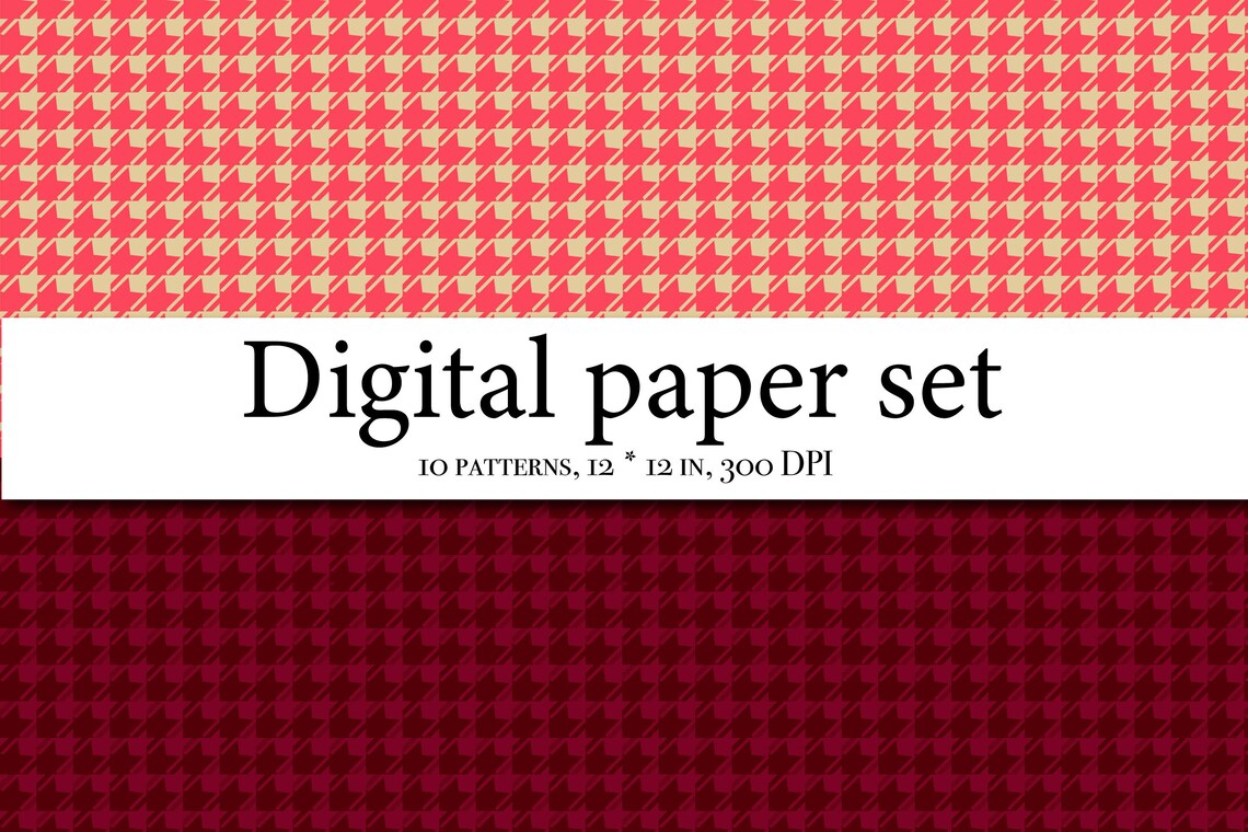 Houndstooth Digital Paper Seamless Patterns Printable Scrapbook Paper ...