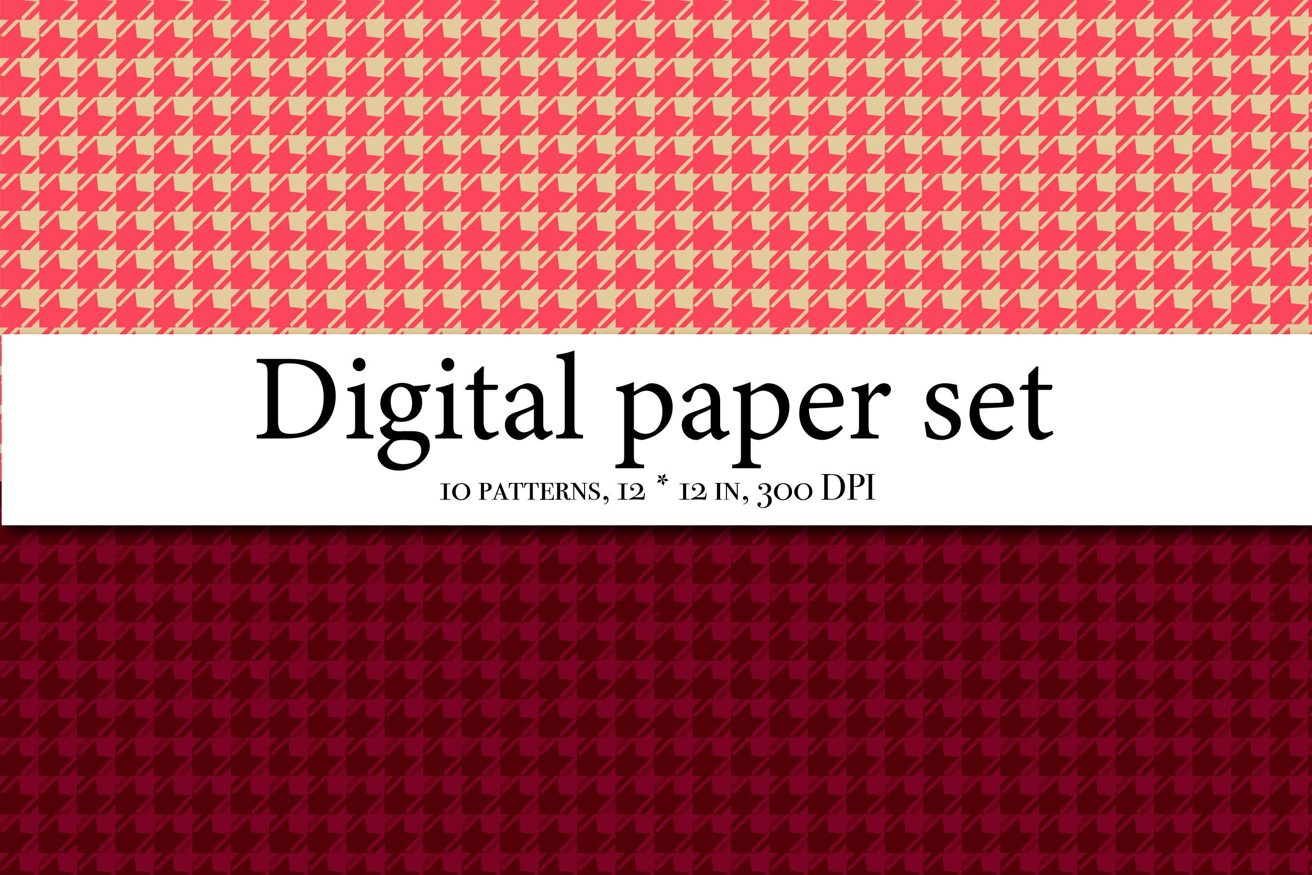 Houndstooth Digital Paper Seamless Patterns Printable Scrapbook Paper ...