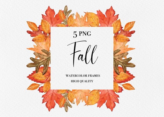 Watercolor Autumn Leaves Frame Cute Fall Clipart for - Etsy