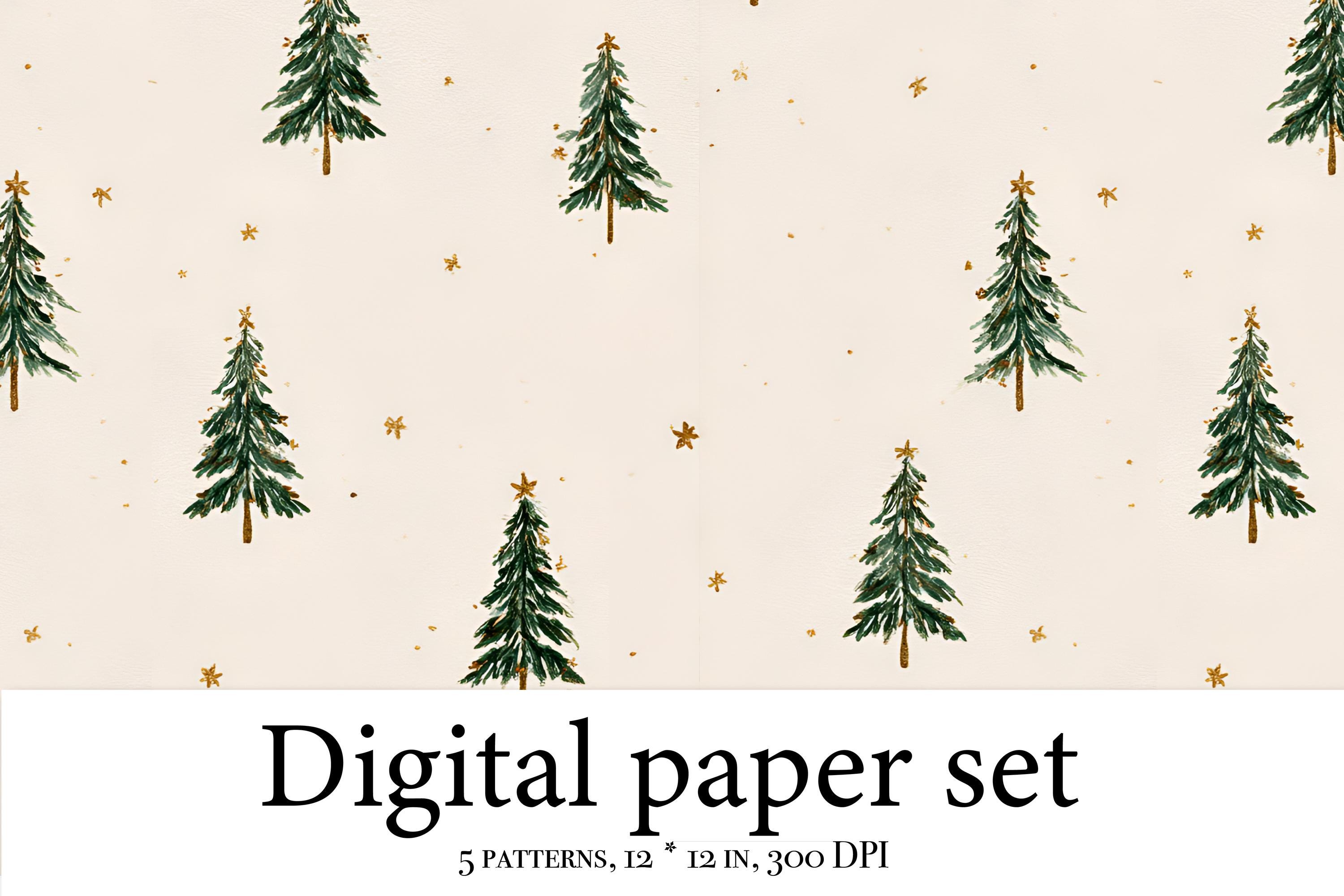 Christmas Digital Paper Set - Christmas Seamless Pattern - Holidays ...