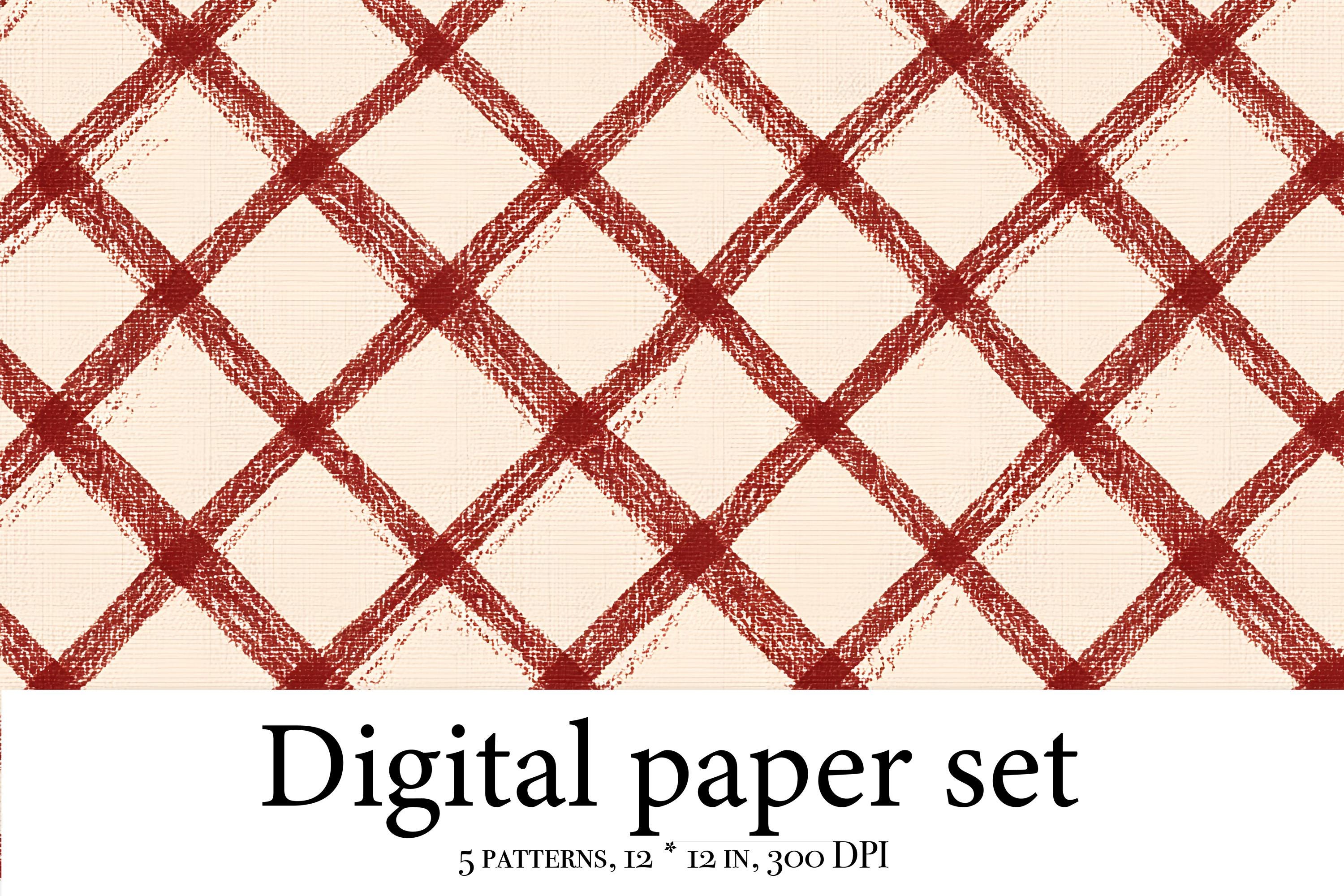 Vintage Christmas Plaid Digital Paper Bundle – 5 Seamless Tartan ...