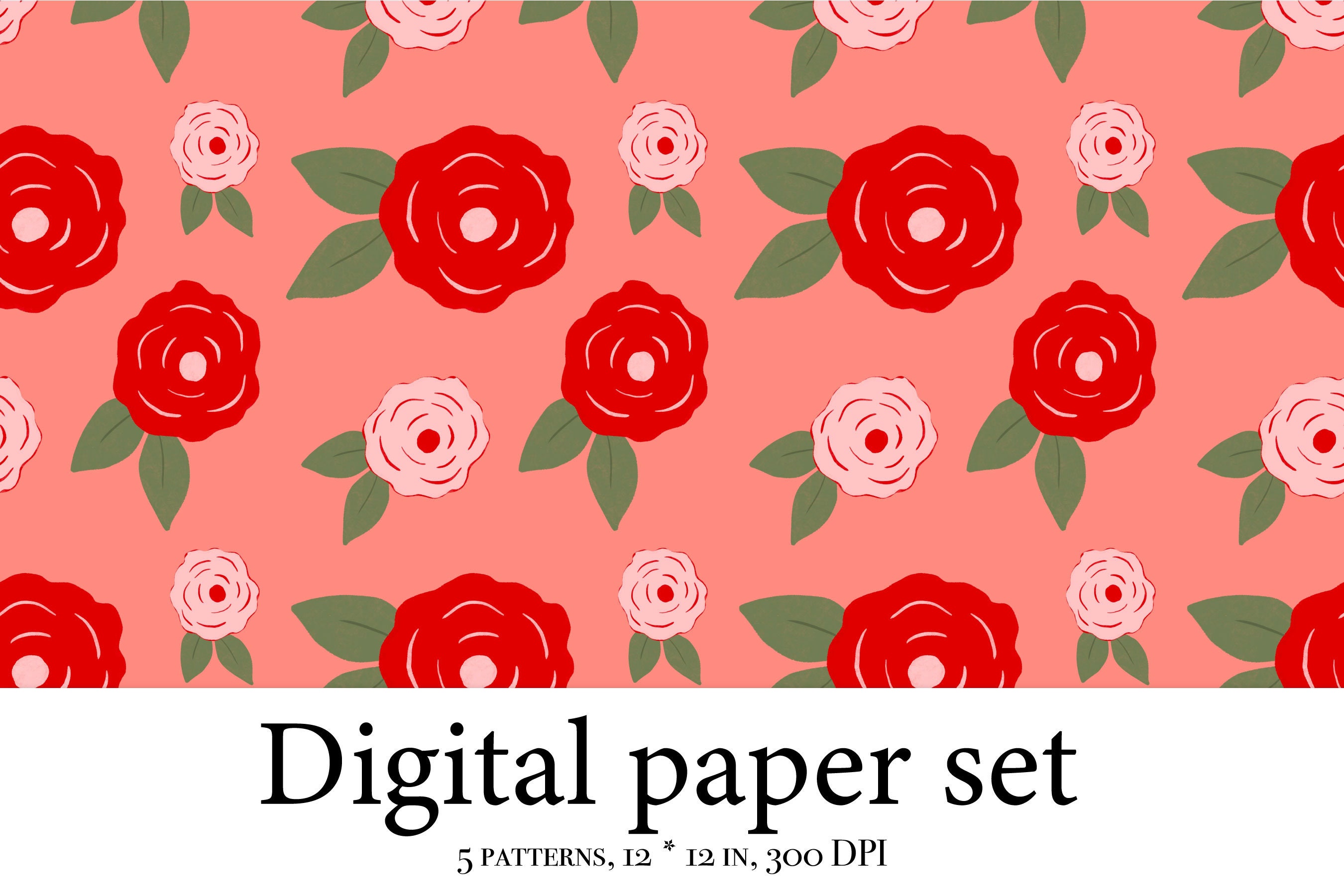 Pattern Clipart With Flowers Digital Paper- Flowers Seamless Pattern ...