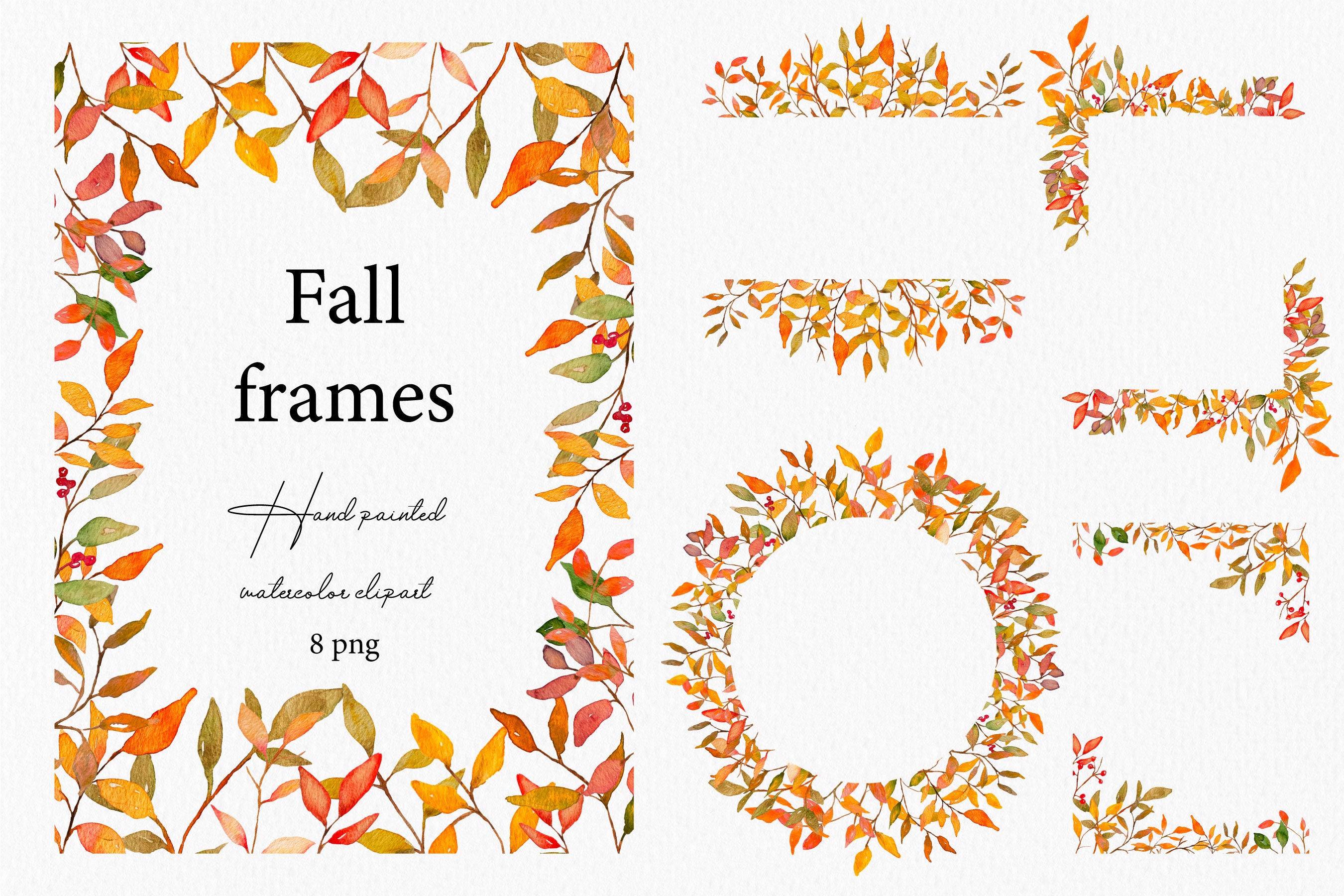 Fall Leaves Clipart Watercolor Fall Frames Clip Art Autumn Leaves ...