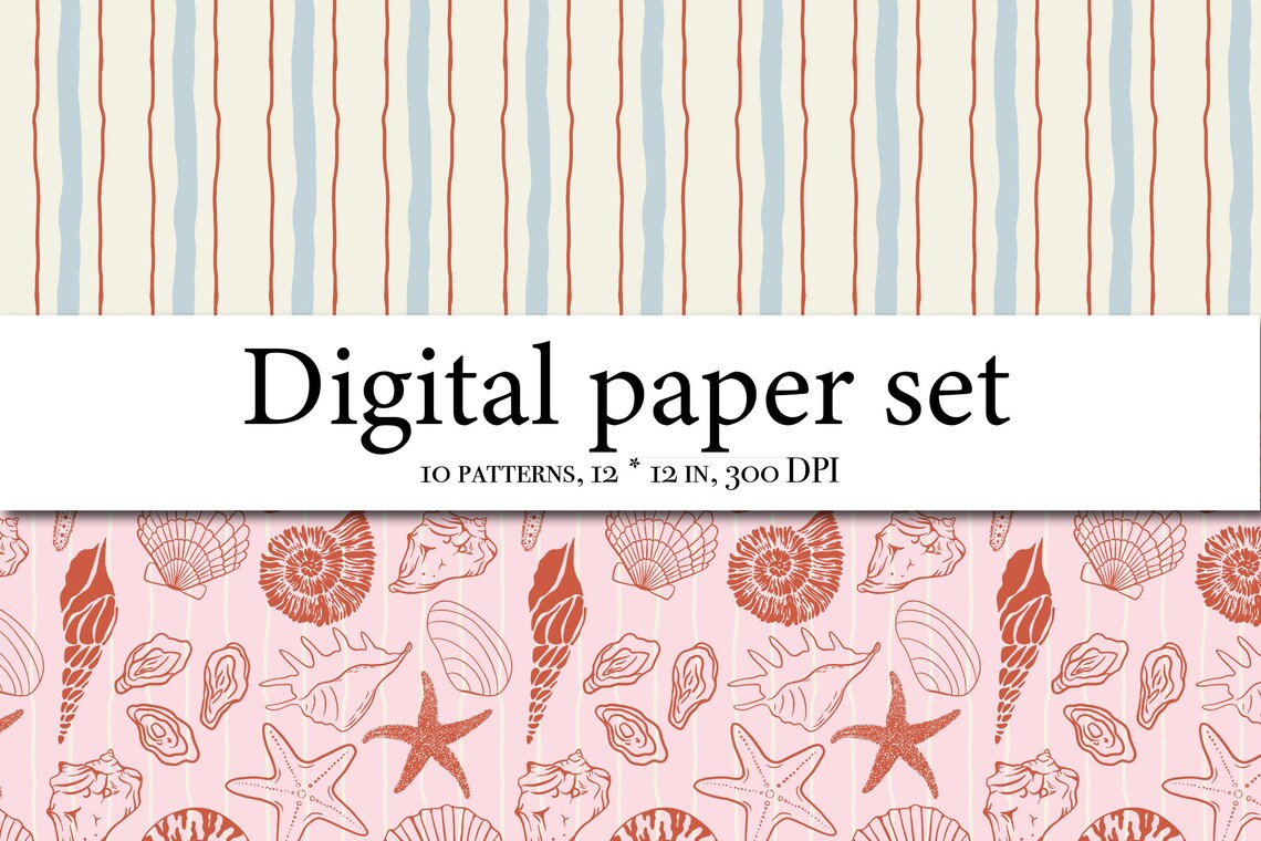 Sea Digital Paper-underwater Ocean - Coastal Digital Paper Set ...