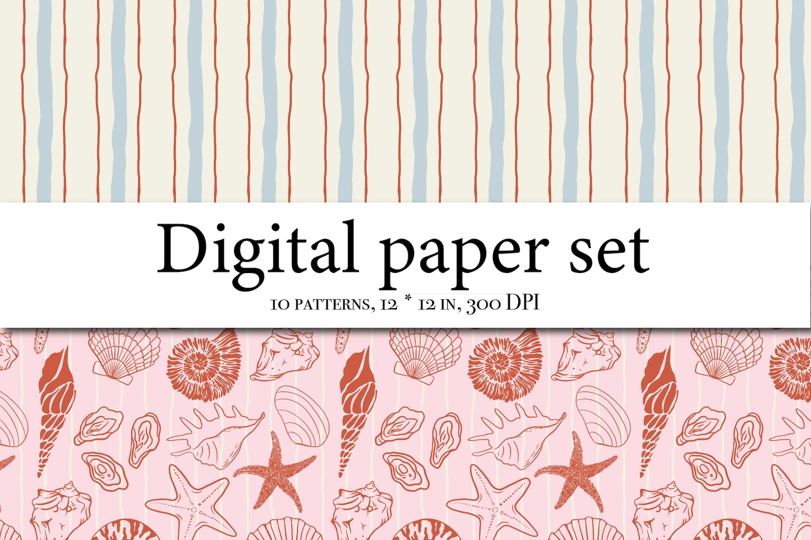 Sea Digital Paper-underwater Ocean - Coastal Digital Paper Set ...