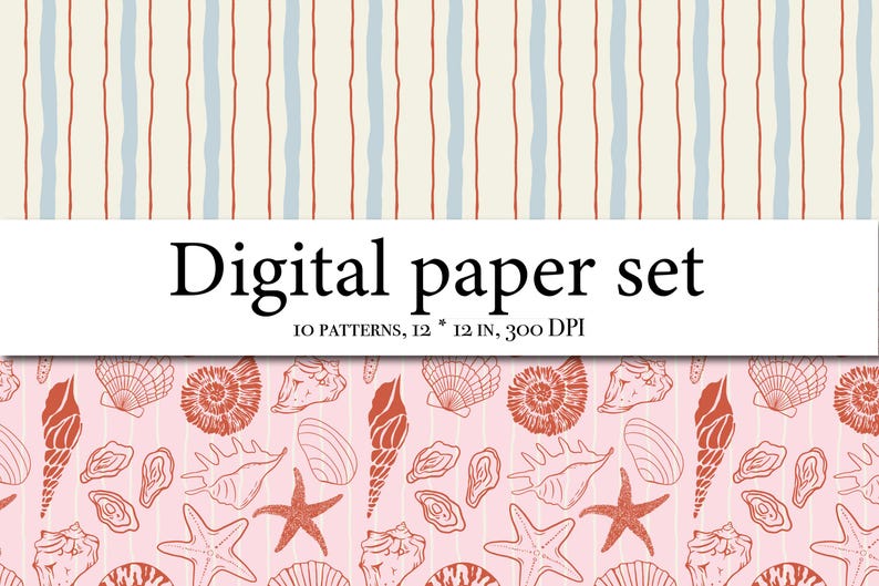Sea Digital Paper-underwater Ocean - Coastal Digital Paper Set ...