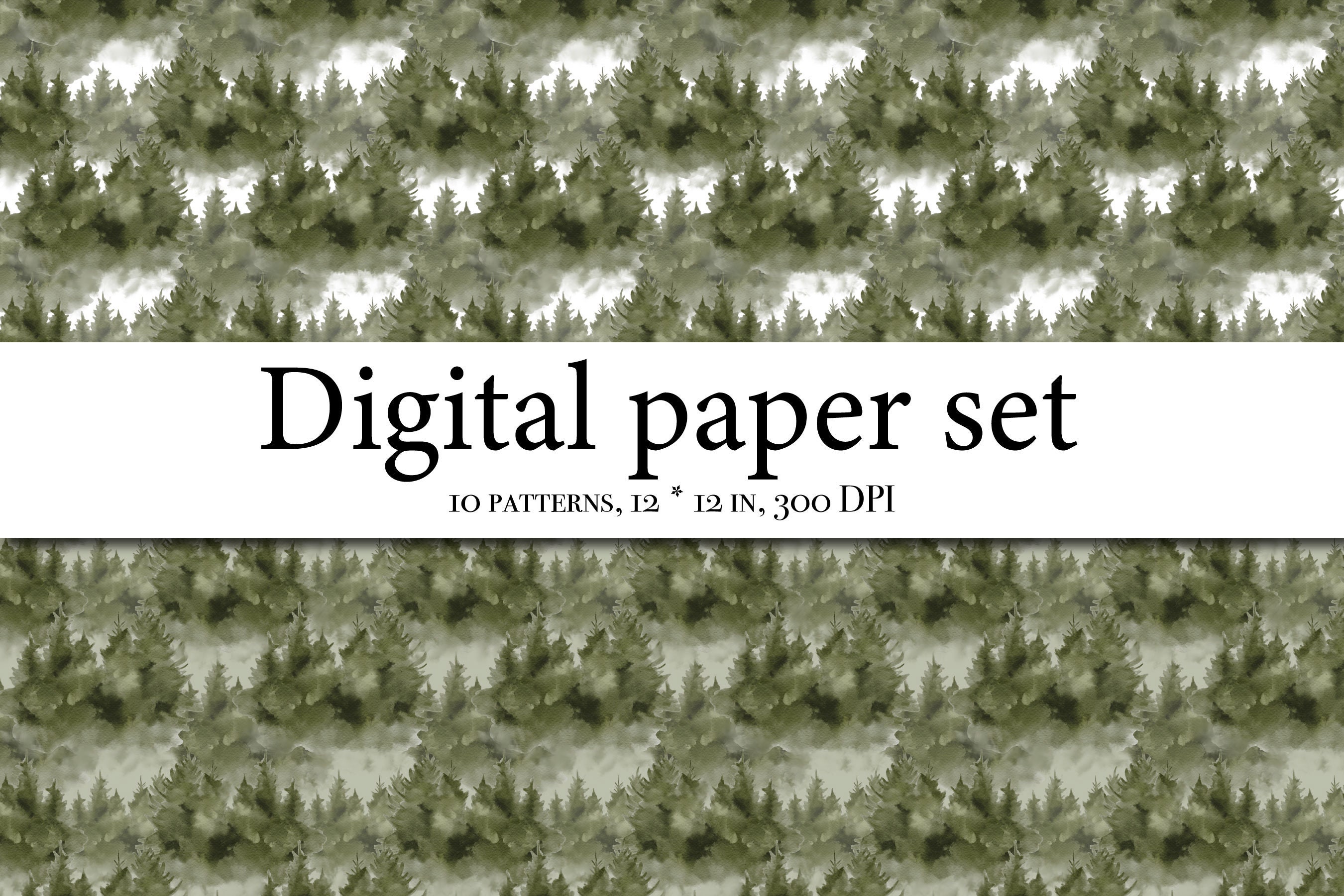 Watercolor Forest Digital Paper Set Forest Landscape Paper - Etsy