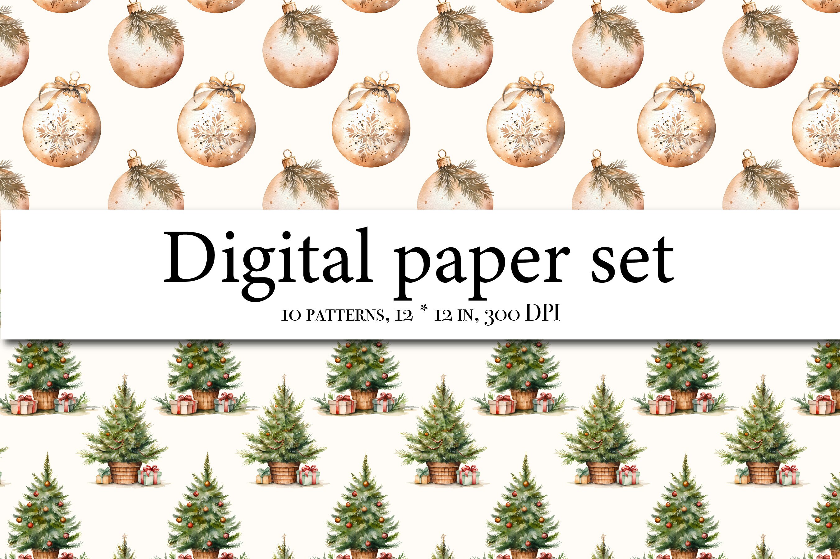 Watercolor Christmas Digital Paper Christmas Background Watercolor ...