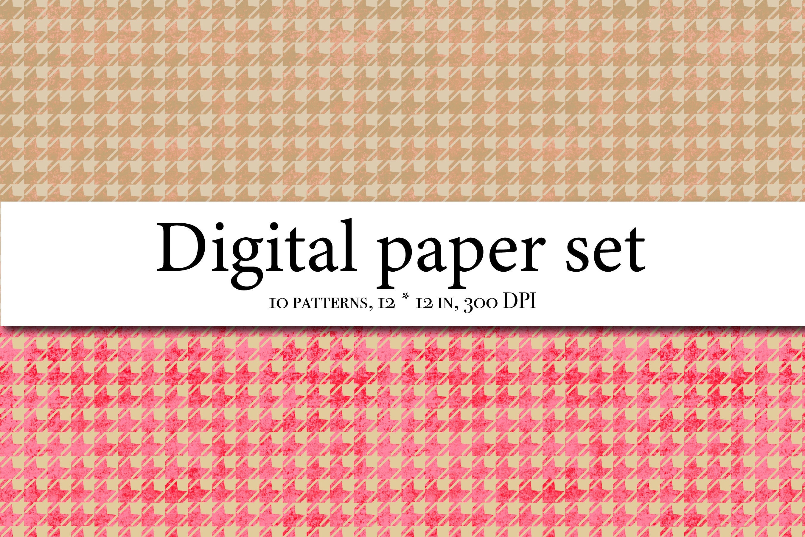 Houndstooth Digital Paper Seamless Patterns Printable Scrapbook Paper ...