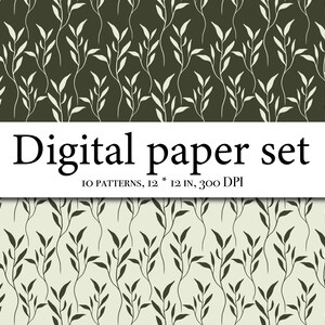 Greenery Leaves, Floral Digital Paper, Fern Seamless Pattern, Foliage ...