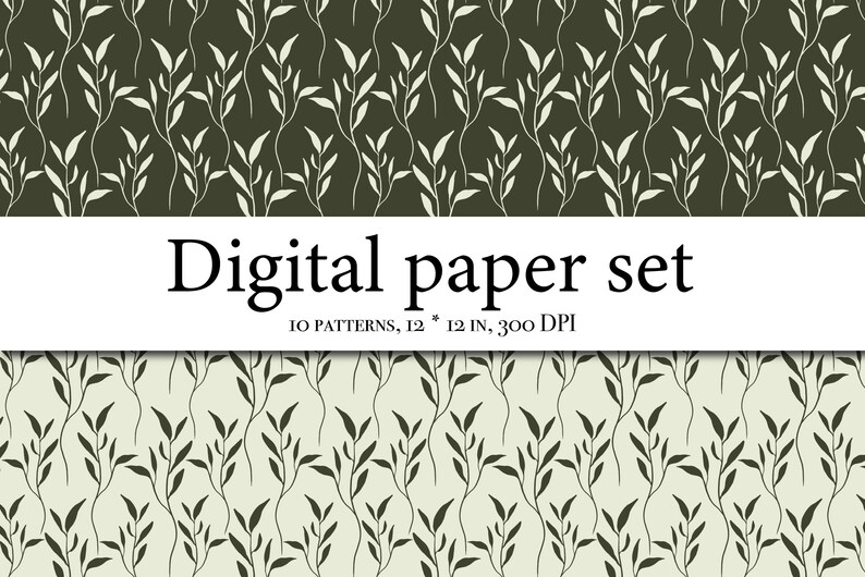 Greenery Leaves, Floral Digital Paper, Fern Seamless Pattern, Foliage ...