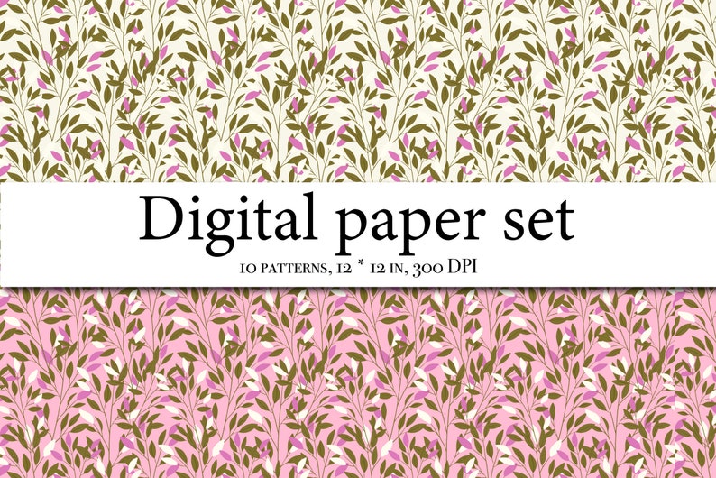 Pattern Clipart With Flowers Digital Paper- Flowers Seamless Pattern ...