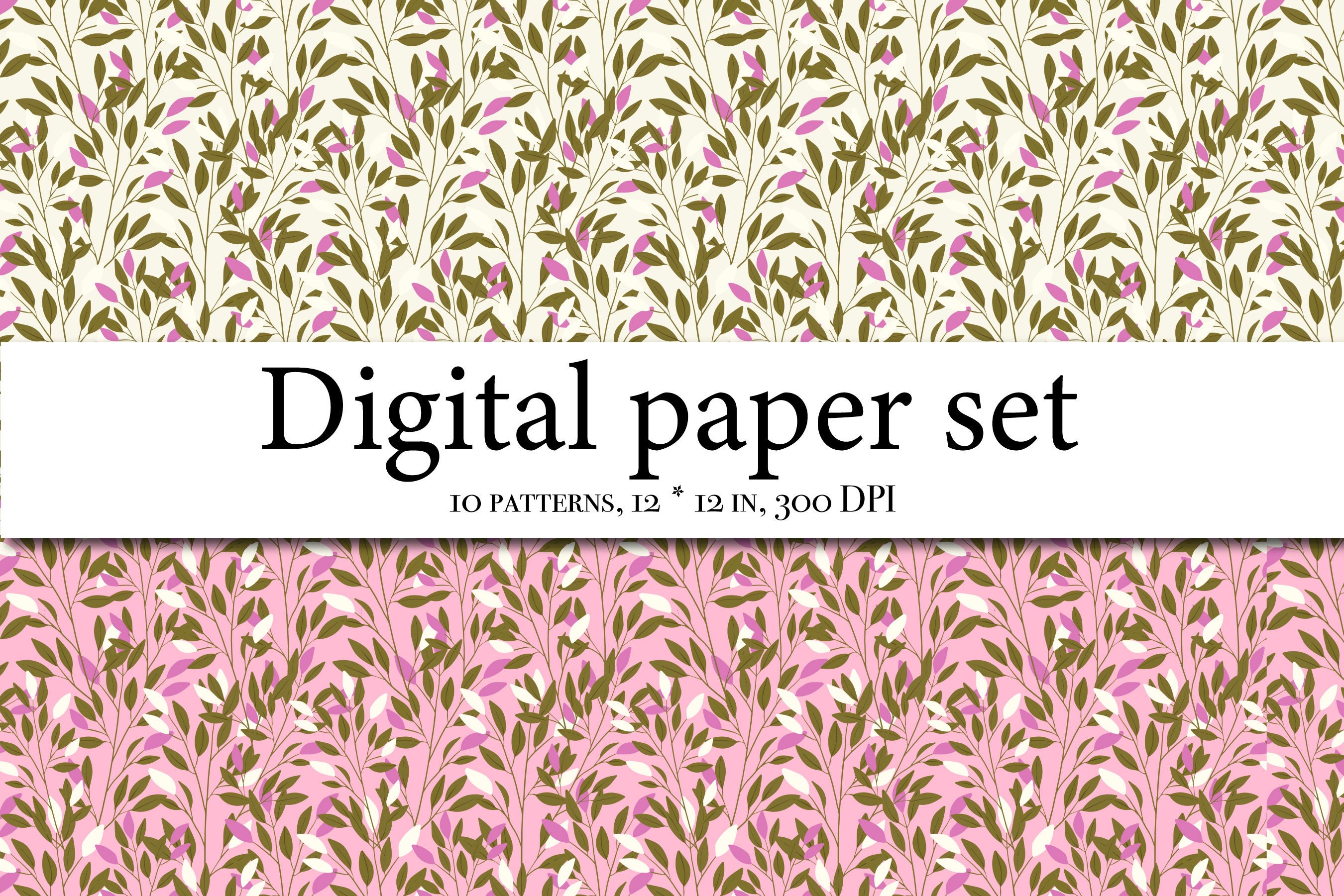 Pattern Clipart With Flowers Digital Paper Flowers Seamless Pattern ...