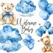 Watercolor Teddy Bear Baby Shower Clipart, Nursery Illustrations ...