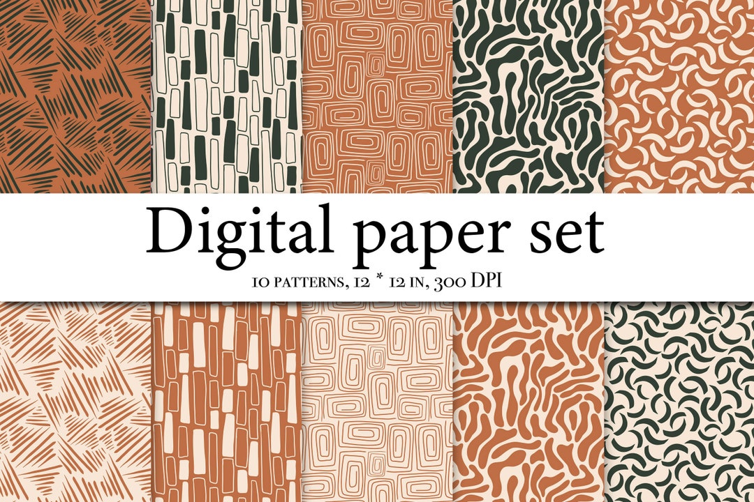 Abstract Digital Paper, Modern Brush Strokes Paper Pack, Trendy ...