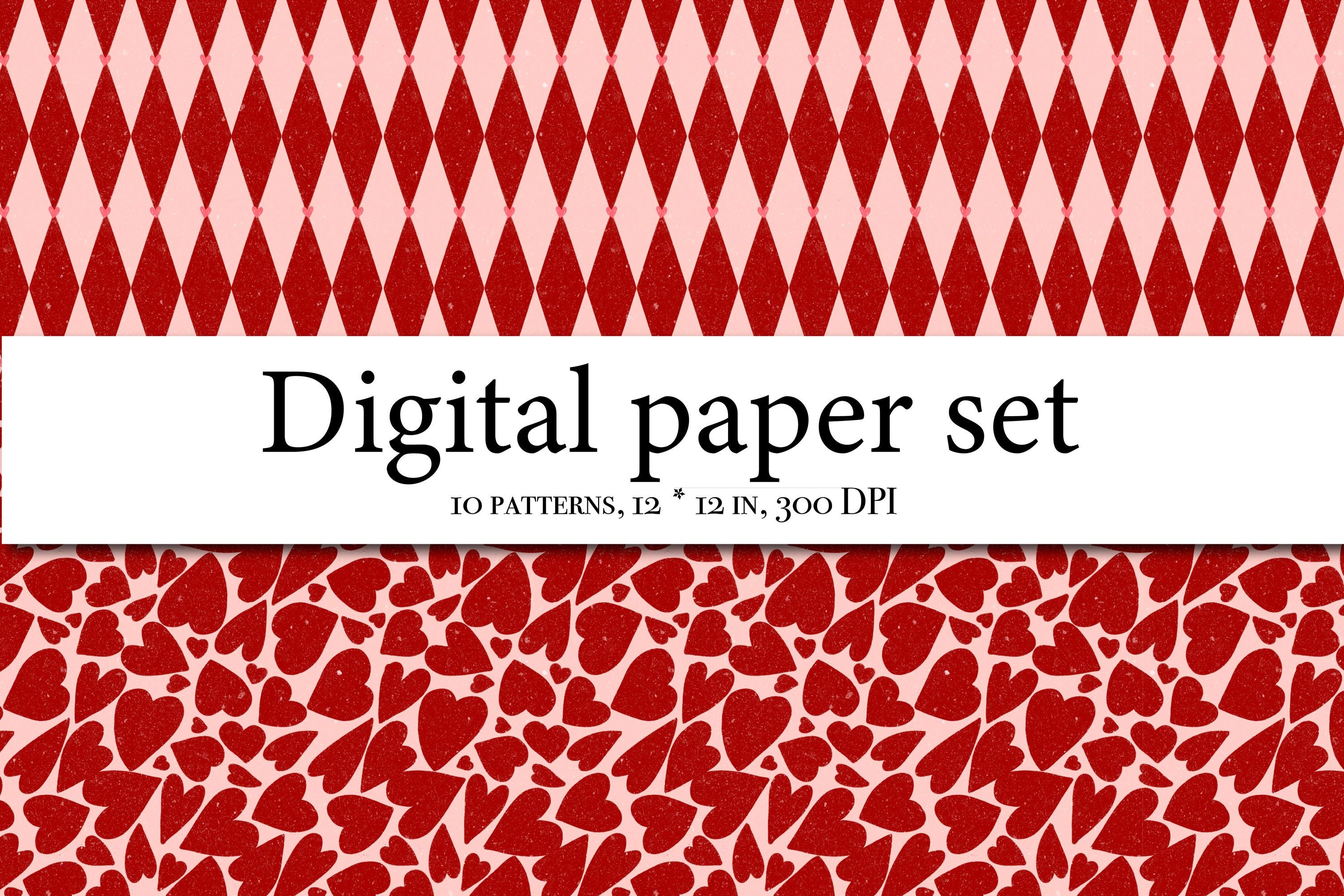 Valentine Red & Pink Seamless Patterns Set | Hearts, Bows, Flowers ...
