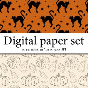 Halloween Digital Paper, Trick or Treat Scrapbook Papers, Boo Wallpaper ...