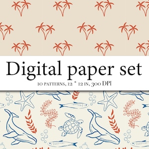 Sea Digital Paper-underwater Ocean - Coastal Digital Paper Set ...