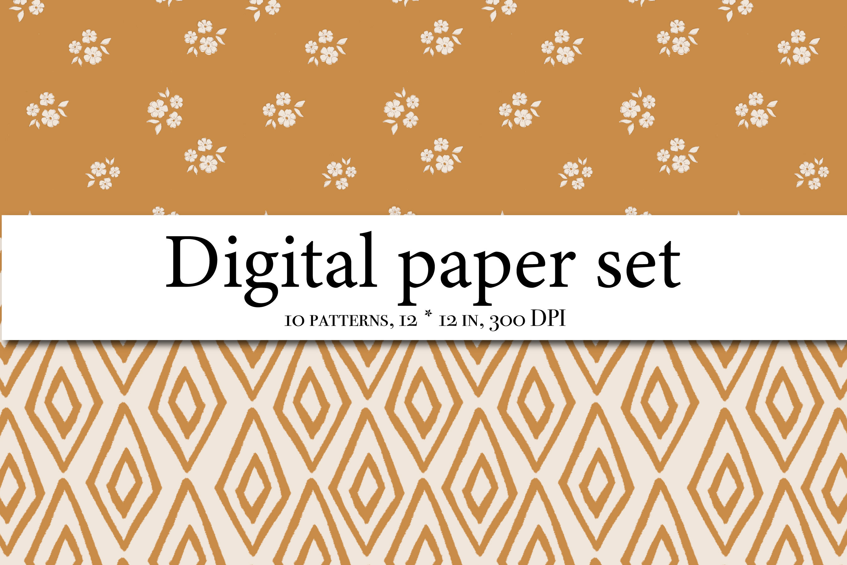 Boho Digital Paper Set Boho Print Pastel Cactus Seamless Pattern ...