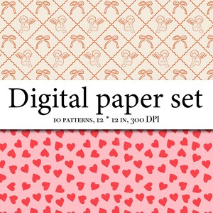 St. Valentine's Day Digital Scrapbooking, 10 Valentine Hearts Seamless ...