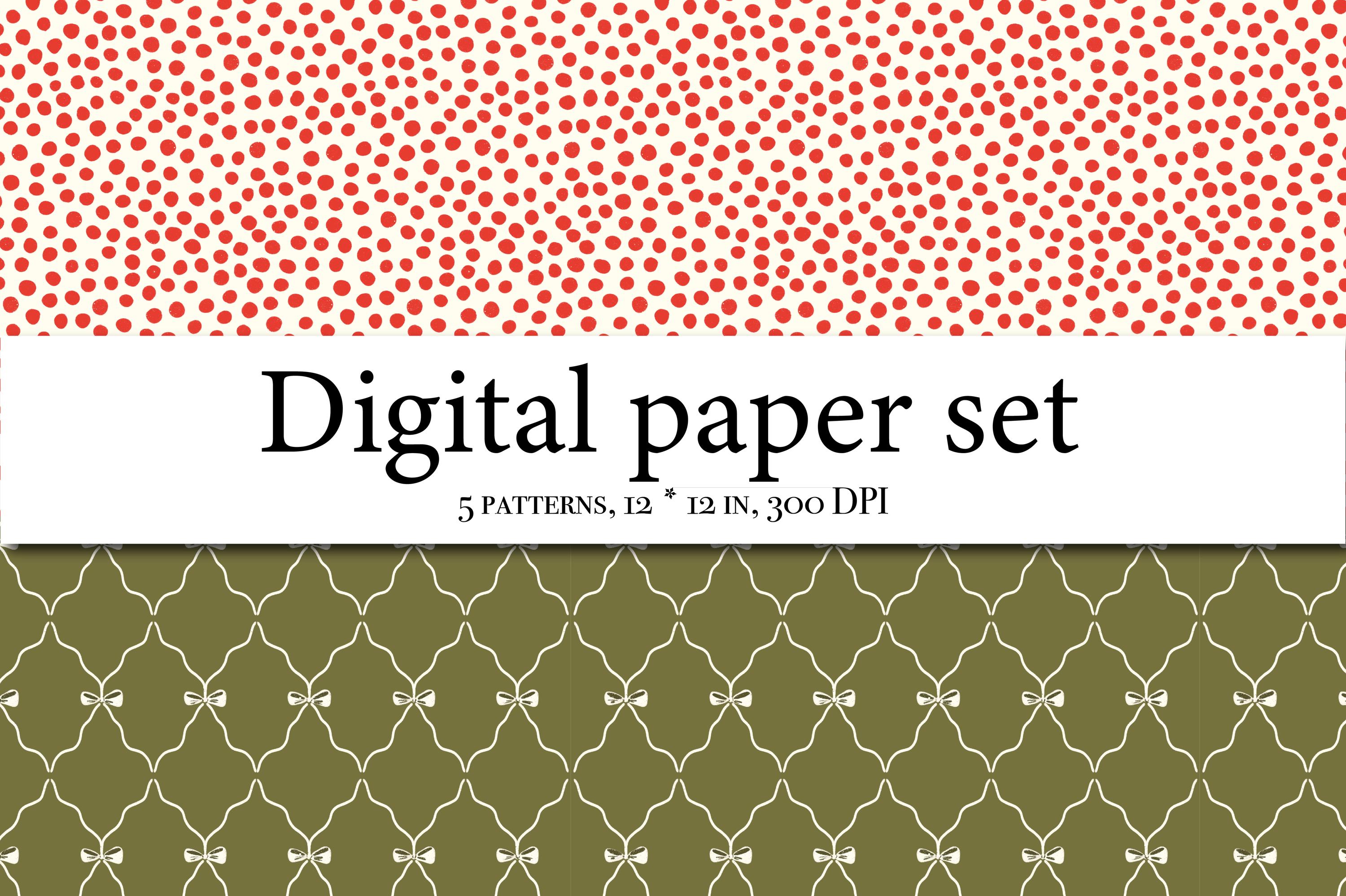 Christmas Seamless Pattern Bundle, 10 Festive Digital Papers, Red Green ...
