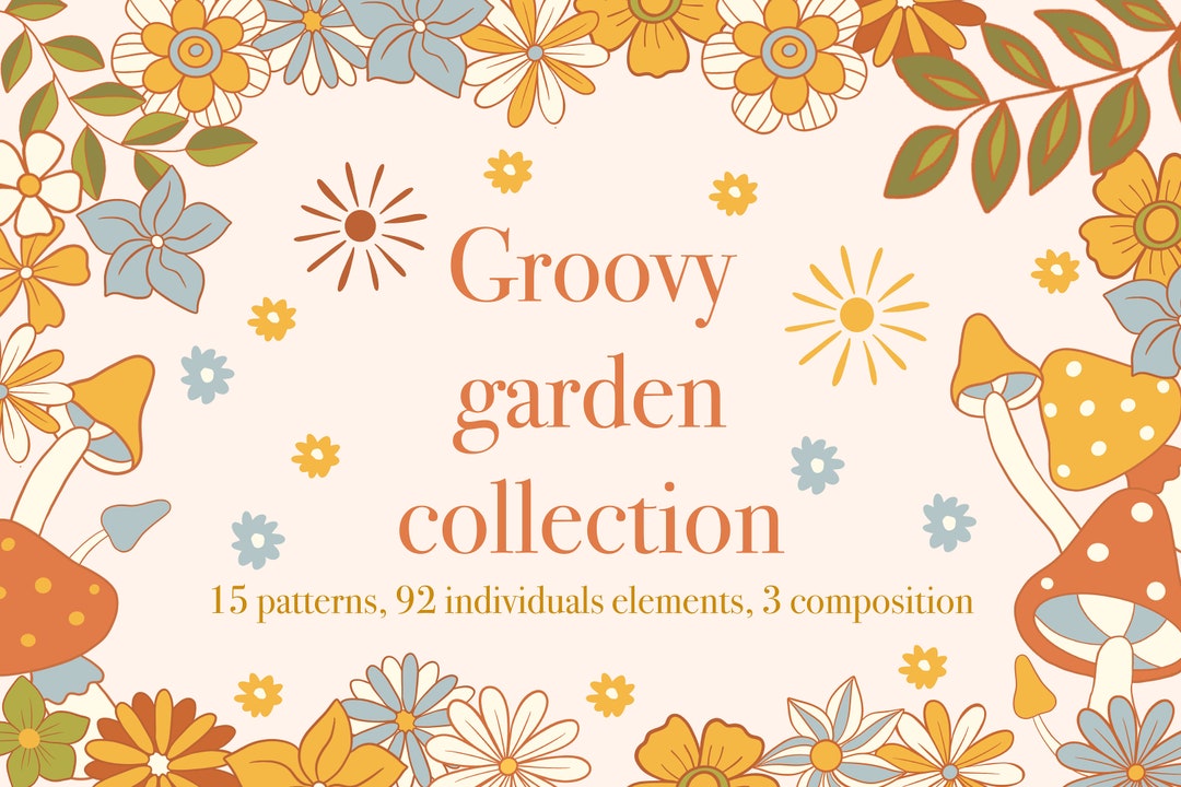 Groovy Boho Digital Clipart Collection - Individual PNG Files Logo ...